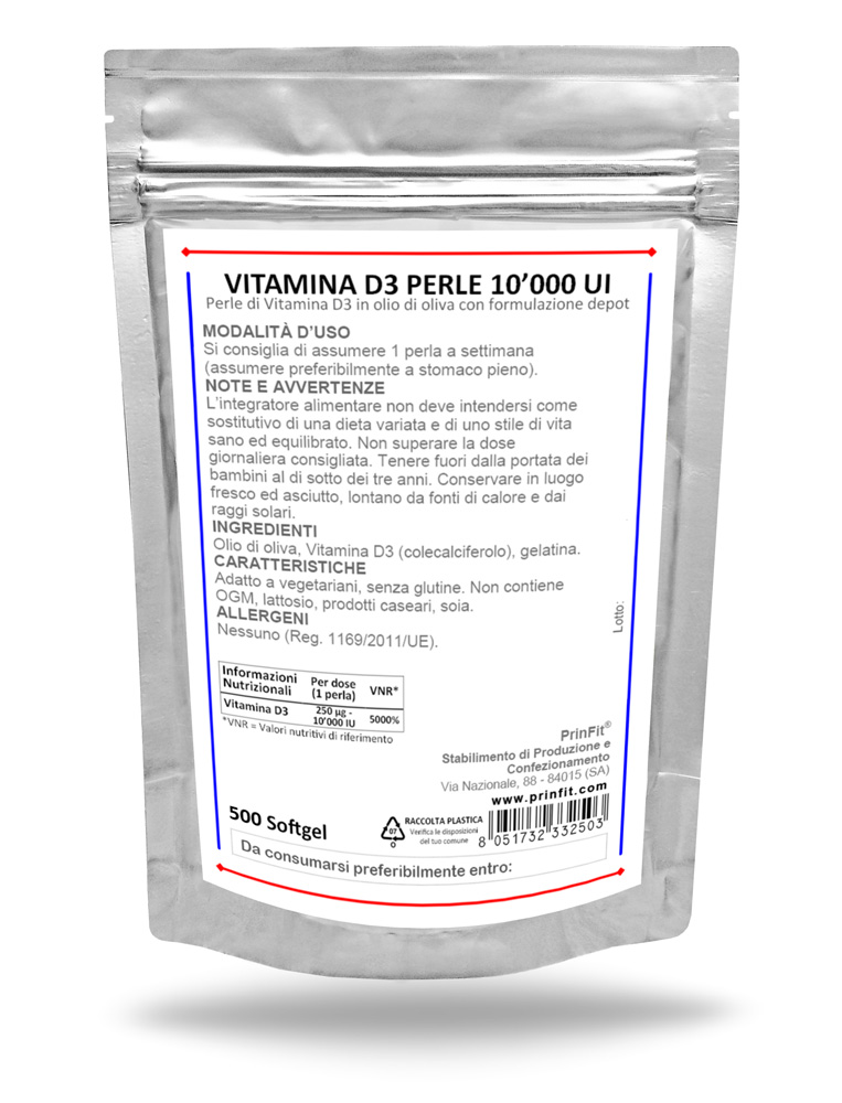 PrinFit® » Vitamina D3 10'000 UI Perle con Olio di Oliva